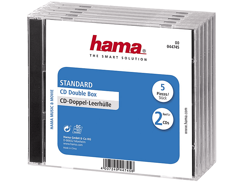 HAMA 044745 CD DOUBLE BOX 5ER PACKG. CD-Doppel-Leerhülle Schwarz ...