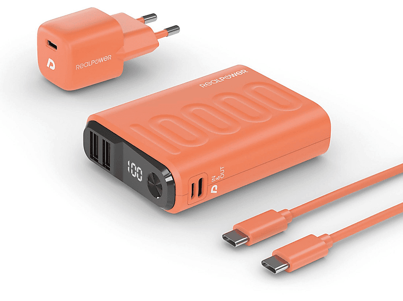 REALPOWER 390660 PB-10000 POWER PACK ORANGE Powerbank, Netzteil und ...