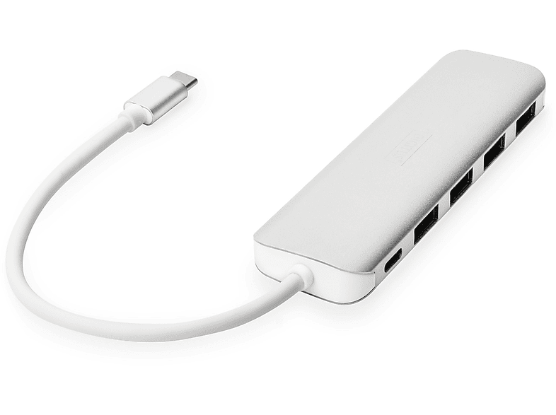 DIGITUS DA-70242-1 USB 3.0 TYPE-C HUB WITH PD USB-Hub, Silber | SATURN