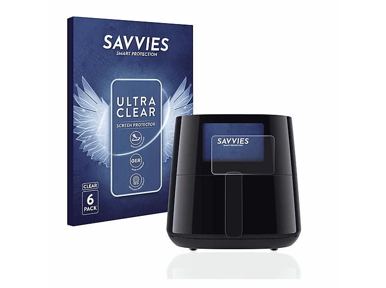 SAVVIES 6x klare Schutzfolie (für Philips Essential Airfryer XL HD927X ...