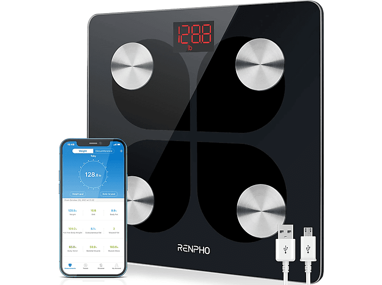 RENPHO RENPHO Elis 1 Wiederaufladbare Körperfettwaage Smart BMI Waage ...