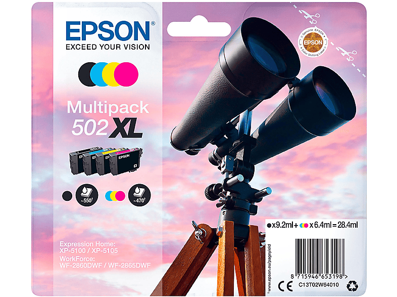 EPSON 502XL Multipack | Zwart, Geel, Magenta, Cyaan Blauw Zwart, Cyaan ...