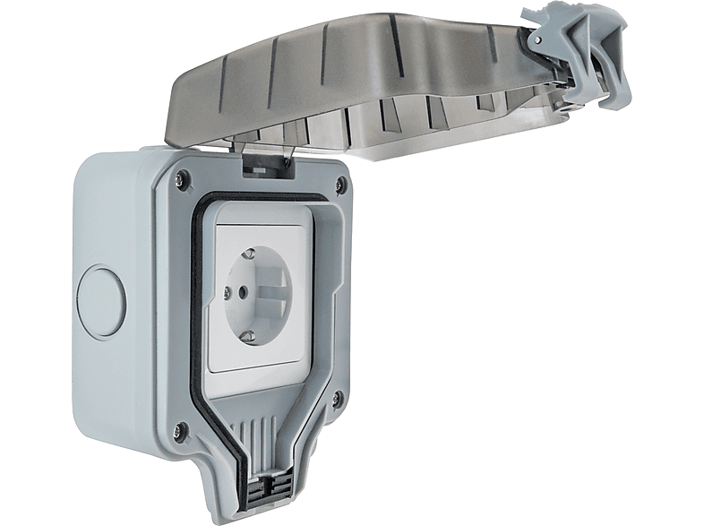 SCHWAIGER -SOAD0100- Steckdose Outdoor, grau | MediaMarkt