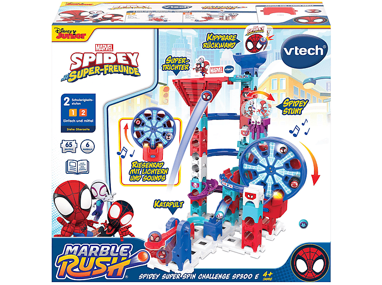 VTECH 80-561704 MARBLE RUSH-SPIDEY SUPER SPIN Kugelbahn, Mehrfarbig ...