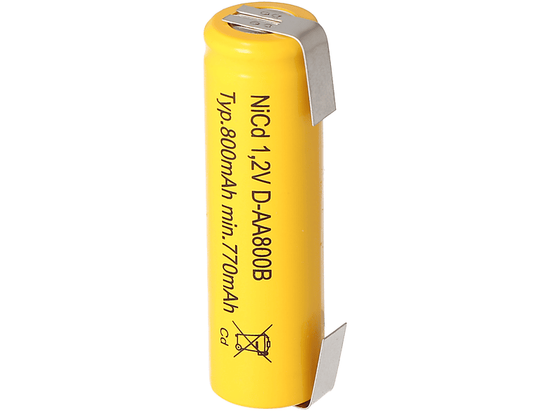 ACCUCELL Flat Top NiCd Akku Mignon 1,2V 800mAh AA mit Lötfa NiCD | Nickel-Cadmium Akku, 600 mAh ...