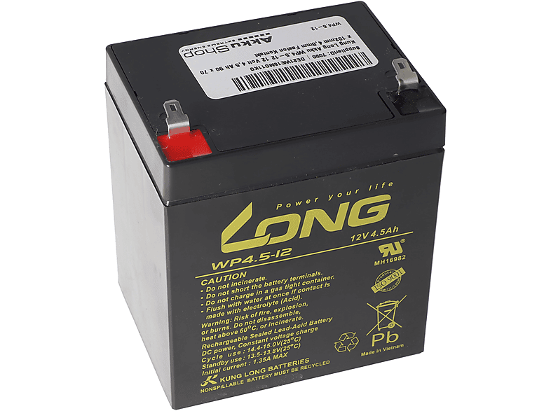 KUNG LONG Kung Long Akku WP4.5-12 12 Volt 4,5 Ah 90 x 70 x 1 Pb | Blei Bleiakku, 4500 mAh | SATURN