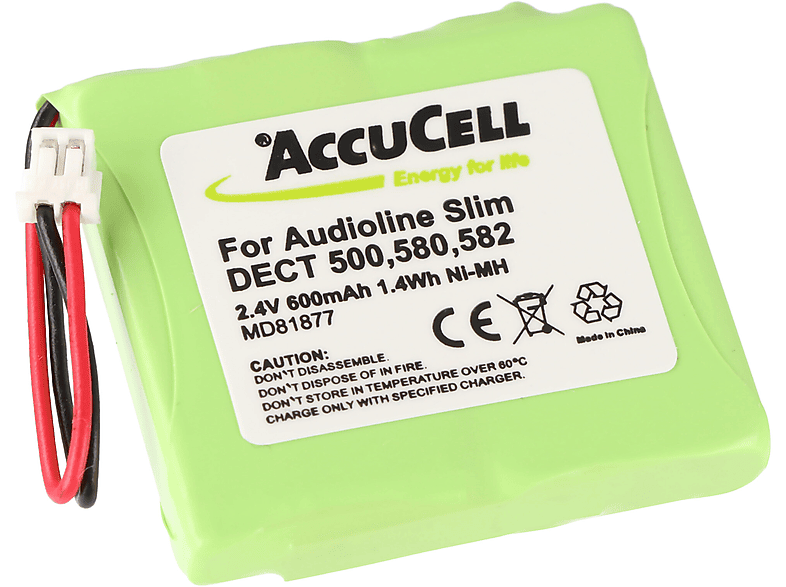 ACCUCELL Akku passend für MEDION MD874877, Audioline Slim 5 NiMH | Nickel-Metallhydrid DECT-Akku ...