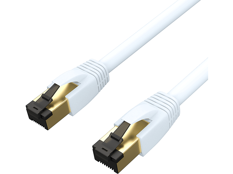 KABELBUDE Patchkabel cat 8.1 F/FTP PIMF LSZH weiß 2,0m, Netzwerk LAN Kabel RJ45, 2 Meter ...