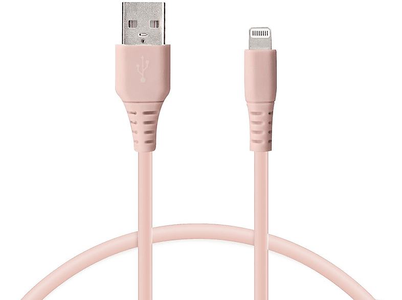 Cable USB - KSIX Cable USB Tipo A - Lightning Mfi, 1m, Rosa, USB 2.0 ...