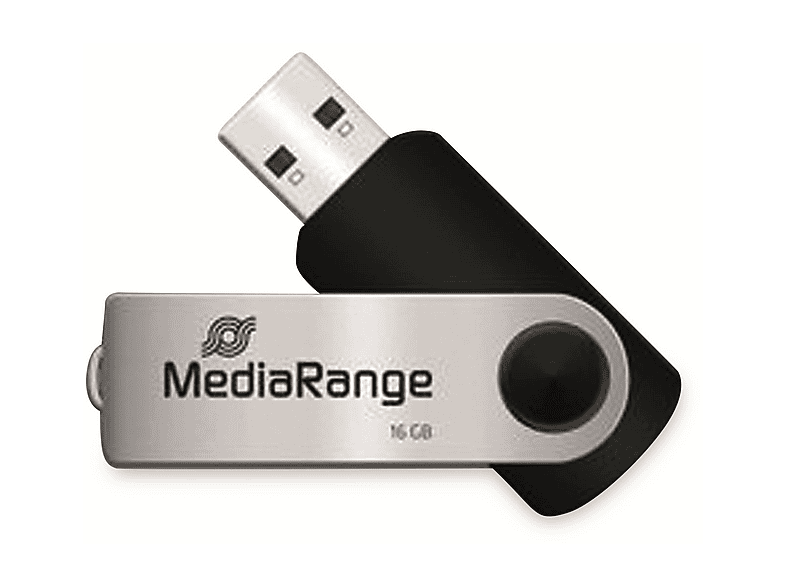 MEDIARANGE USB-Stick MR910, USB 2.0, 16 GB USB-Stick (schwarz/silber ...
