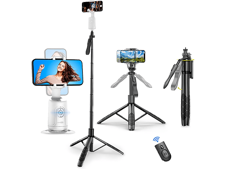 KINSI 2 in 1 Stativ Smartphone,mit Fernbedienung Selfie-Stick, weiß ...