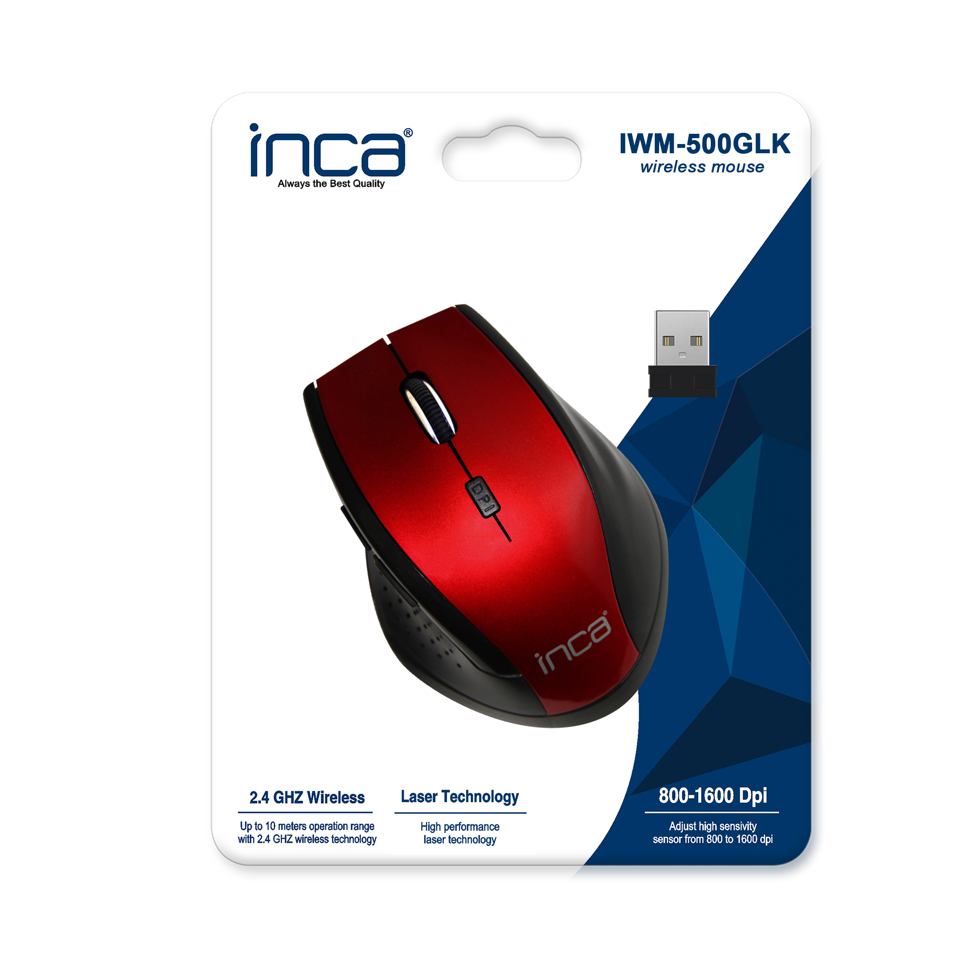 Ratón con cable | INCA IWM-500GLK, RF Wireless, Rojo | MediaMarkt