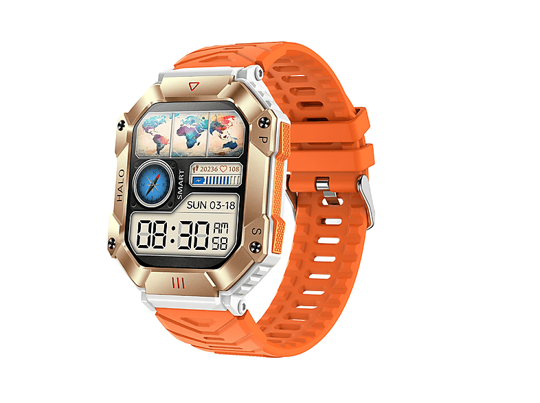 BRIGHTAKE Smartwatch Orange Bluetooth Talk Outdoor Heart Rate Oxygen ...