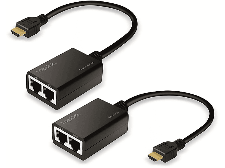 LOGILINK HDMI-Extender-Set HD0021, LAN, 30 m, 1080p/60, Pigtail, 30 cm ...