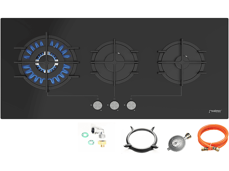 PHÖNIX GERMANY PG-903L Gaskochfeld (86 cm breit, 3 Kochfelder) | MediaMarkt