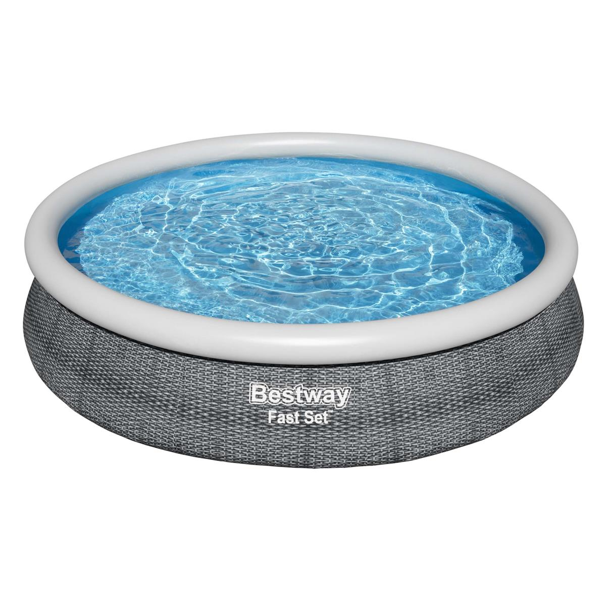 BESTWAY Fast Set Aufstellpool-Set mit Filterpumpe Ø 366 x 76 cm Rattan ...