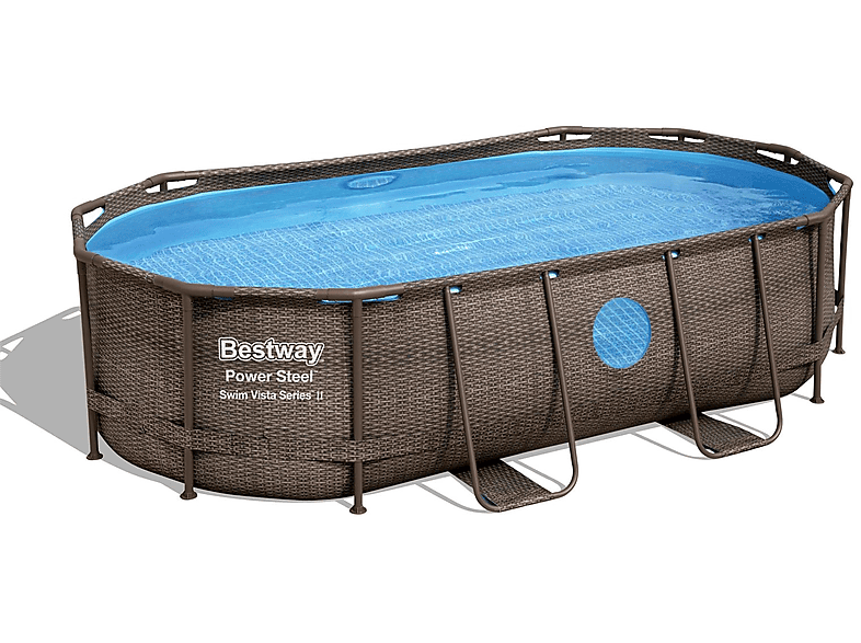 BESTWAY Power Steel Swim Vista Series Frame Pool 427 x 250 x 100 cm Set mit Filterpumpe oval ...