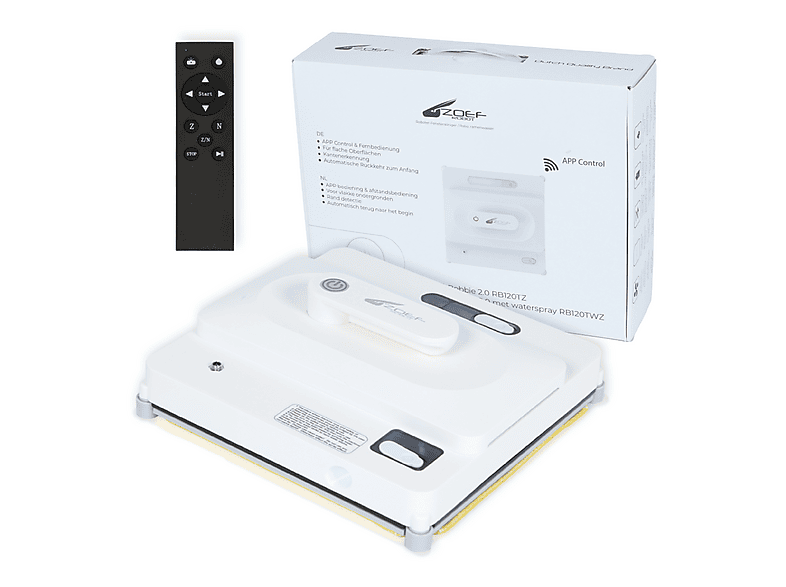 ZOEF ROBOT Bobbie 2.0 mit Wasserstrahl Fensterputzroboter, Weiss ...