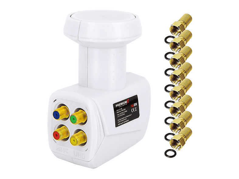 PREMIUMX Quattro LNB Weiß SAT für Multischalterbetrieb DVB-S2 HD 4K ...