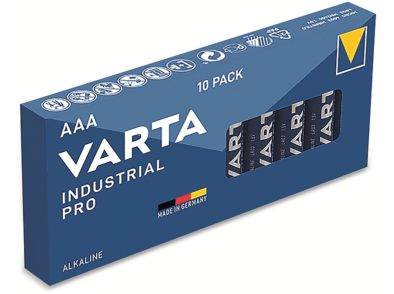 VARTA Batterie Alkaline, Micro, AAA, LR03, 1.5V, Industrial Pro, 10 Stück Alkaline Batterie | SATURN