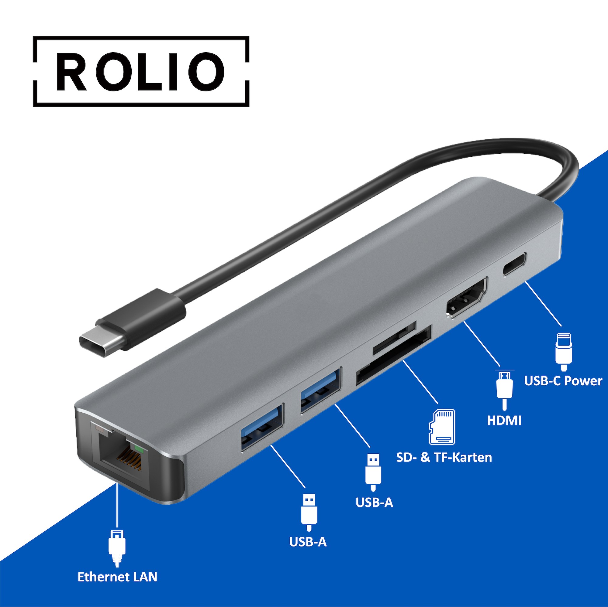ROLIO 4K@60Hz HDMI, USB-C Hub, Space Grau | MediaMarkt