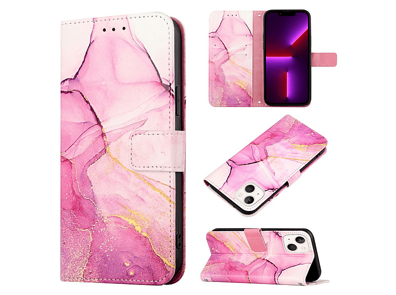 KÖNIG DESIGN Book Case, Bookcover, Apple, iPhone 15, Rosa Lila Gold ...