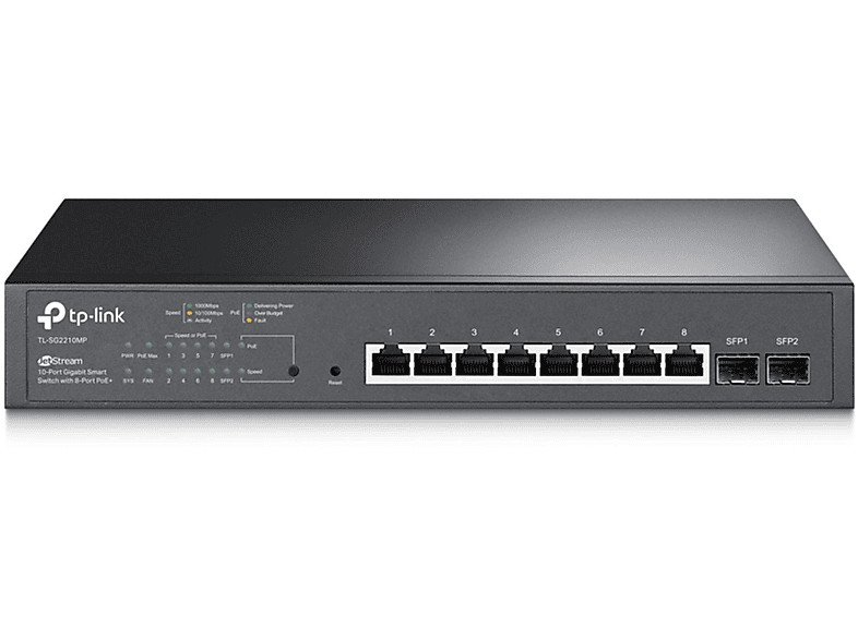TP-LINK JetStream TL-SG2210MP 8-Port-Gigabit-Smart-PoE-Switch mit 2 SFP ...
