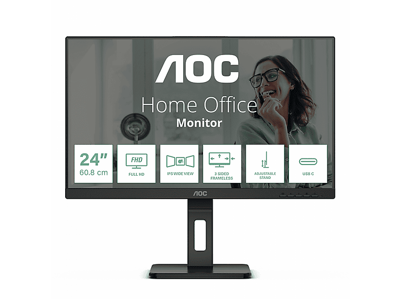AOC 24P3CV 23,8 Zoll Full-HD Monitor (4 ms Reaktionszeit, 75Hz ...
