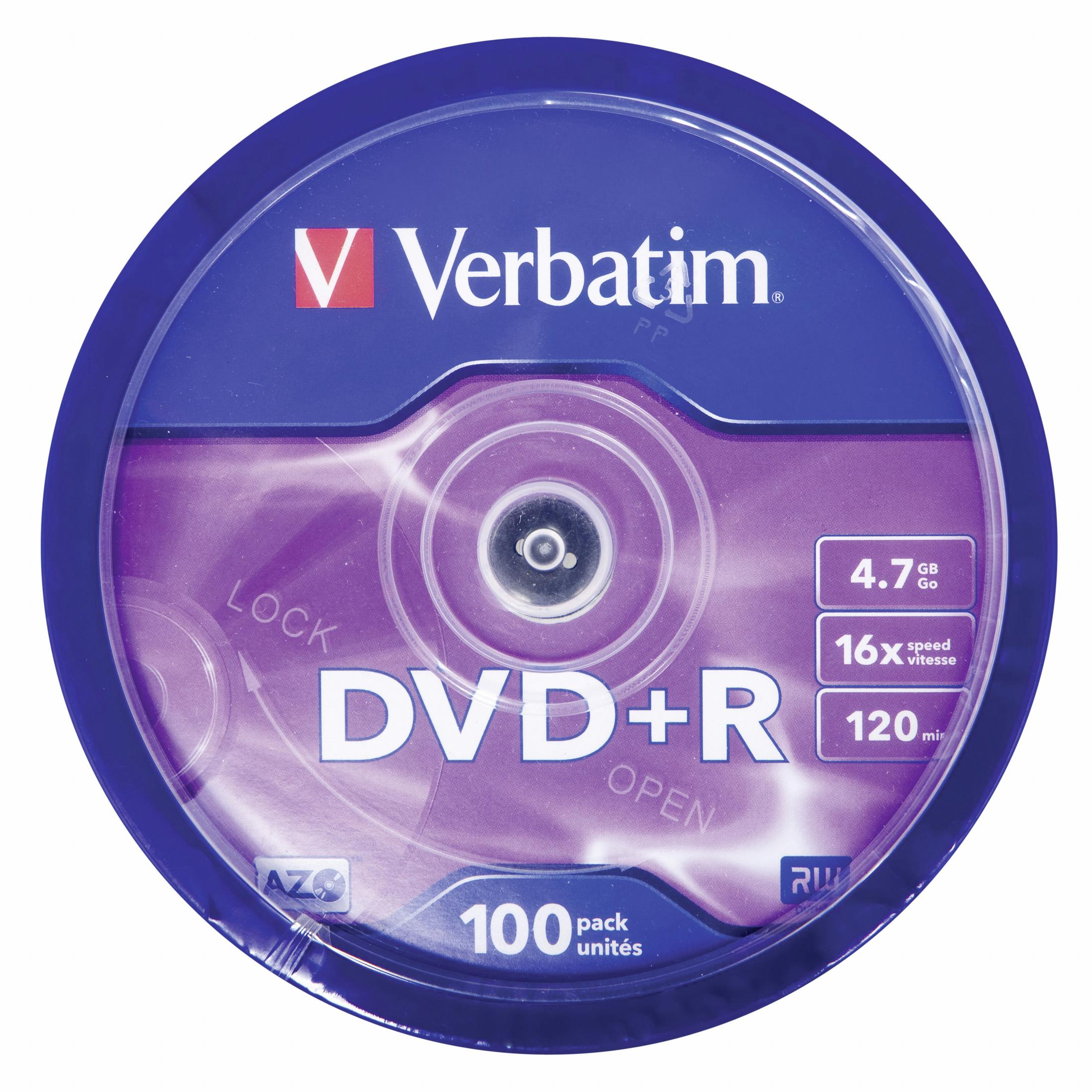 VERBATIM 43551 DVD+R 4,7 16X 100ER SPINDEL MATT SILVER DVD-Rohlinge ...
