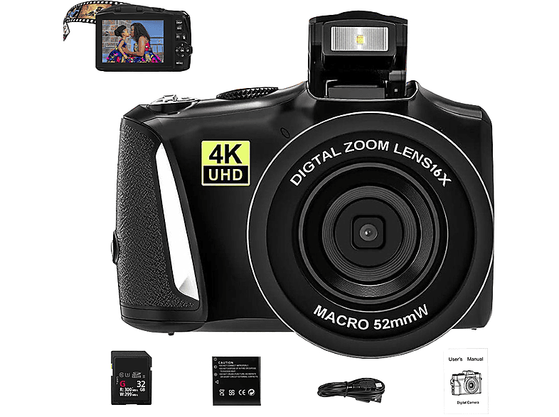LINGDA 4K-Videoaufnahme, 48 Megapixel Digitalkamera Schwarz | MediaMarkt