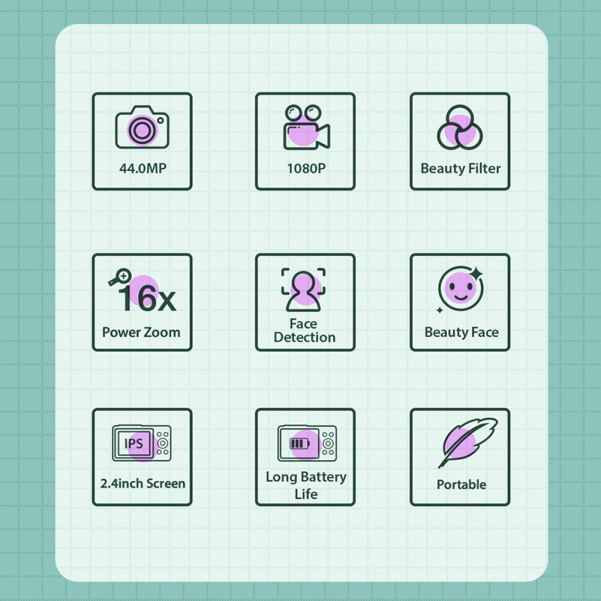 Cámara digital | INF 44MP/1080P/16X con zoom digital/luz de relleno ...