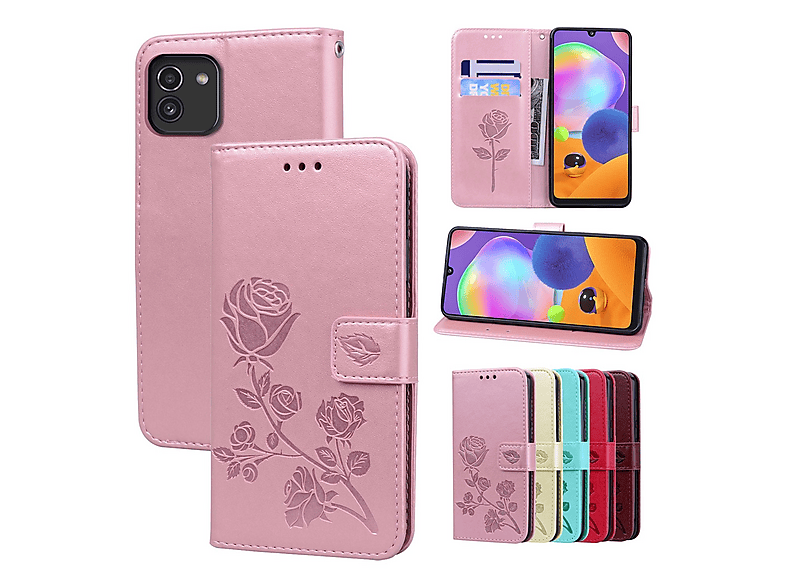 KÖNIG DESIGN Book Case, Bookcover, Samsung, Galaxy A03, Roségold ...