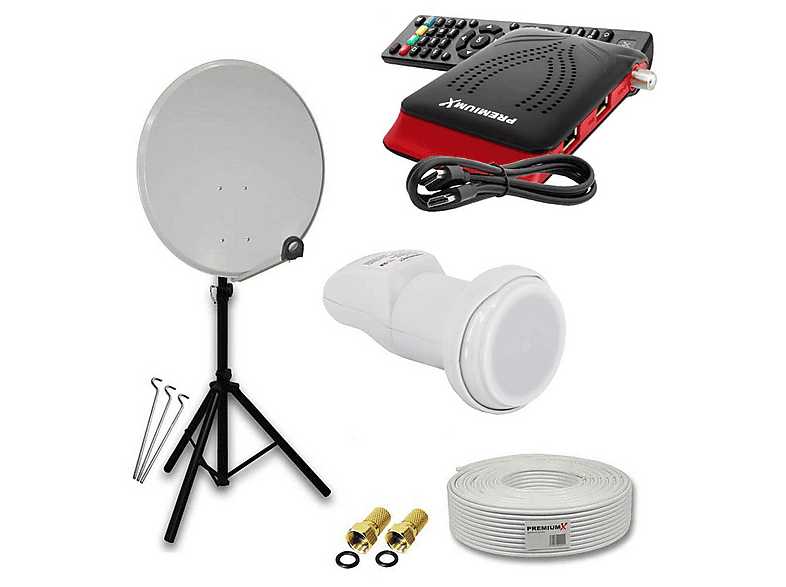 PREMIUMX SAT Anlage 60cm Antenne ALU Single LNB Kabel Stativ Receiver ...