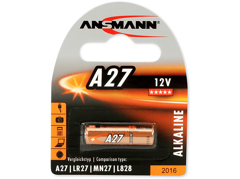 ANSMANN 1516-0001 A27 12V ALKALINE A27 Batterie, Alkaline, 12 Volt 1 Stück | MediaMarkt