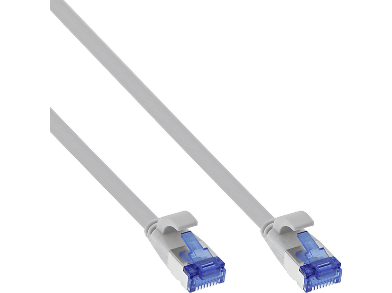 INLINE InLine® Patchkabel flach, U/FTP, Cat.6A, TPE halogenfrei, grau, 0,25m Kabel RJ45 Cat.6A ...