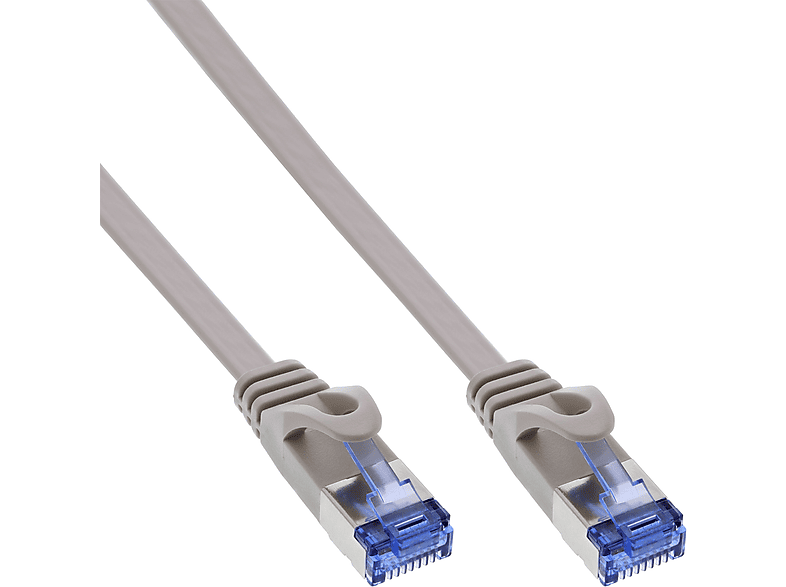 INLINE InLine® Patchkabel flach, U/FTP, Cat.6A, grau, 10m Kabel RJ45 Cat.6A, Patchkabel RJ45, 10 ...