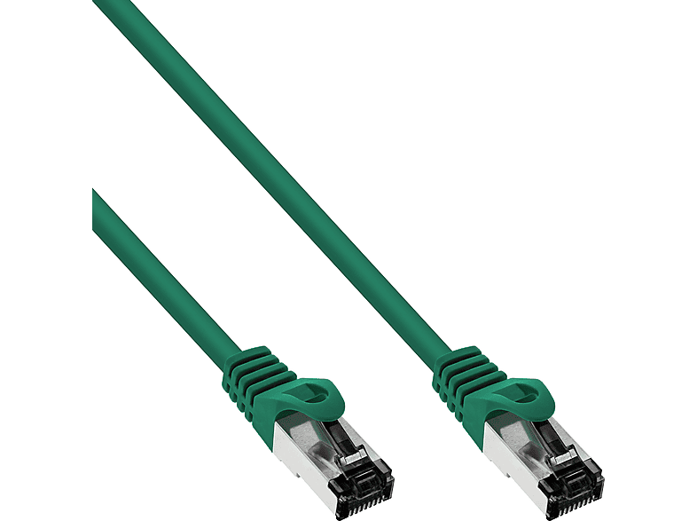 INLINE InLine® Patchkabel, S/FTP (PiMf), Cat.8.1, 2000MHz, halogenfrei, grün, 0,25m Kabel ...