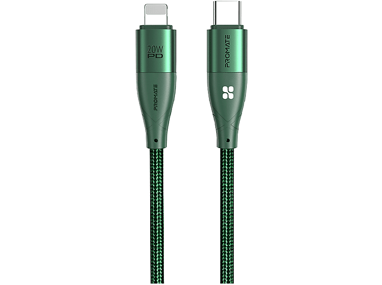 Cable USB a Lightning 1,2M | PROMATE iCord-PD20, USB-C, Lightning, Verde | MediaMarkt