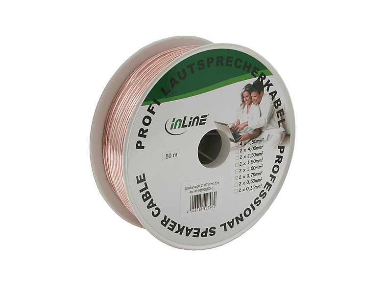 INLINE InLine® Lautsprecherkabel, 2x 0,75mm², CCA, transparent, 50m ...