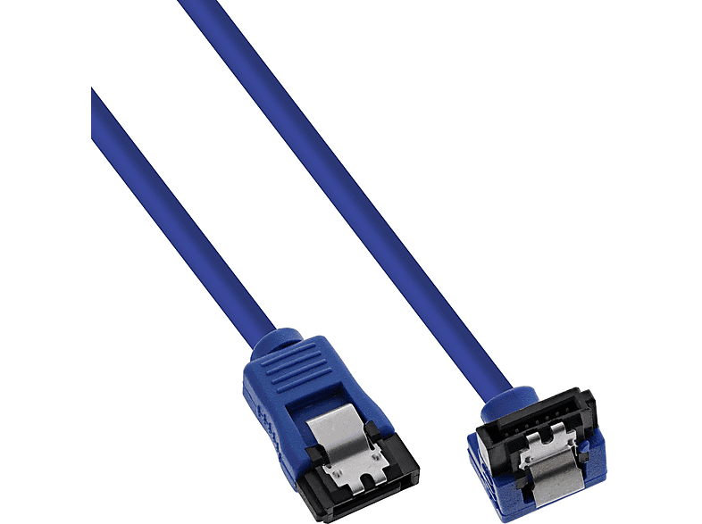 INLINE InLine® SATA 6Gb/s Anschlusskabel rund, abgewinkelt, blau, mit ...