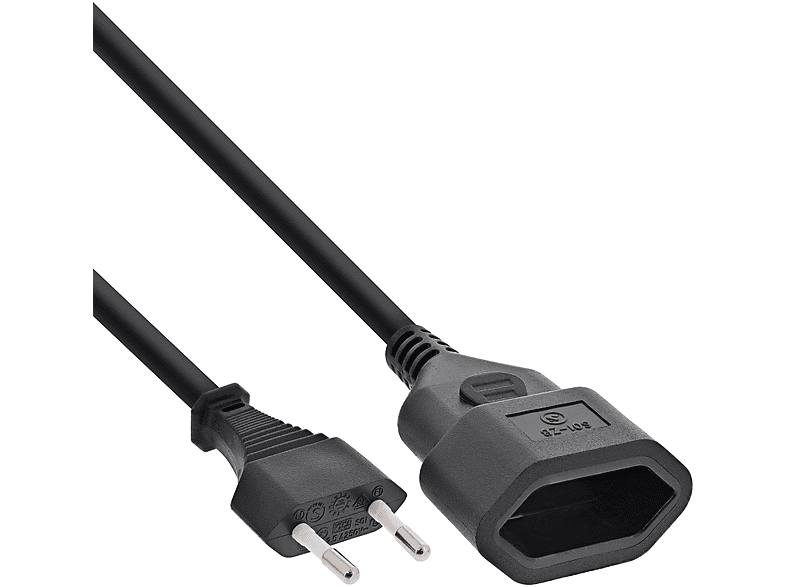INLINE InLine® Euro-Verlängerung, Eurostecker an Eurokupplung, schwarz ...
