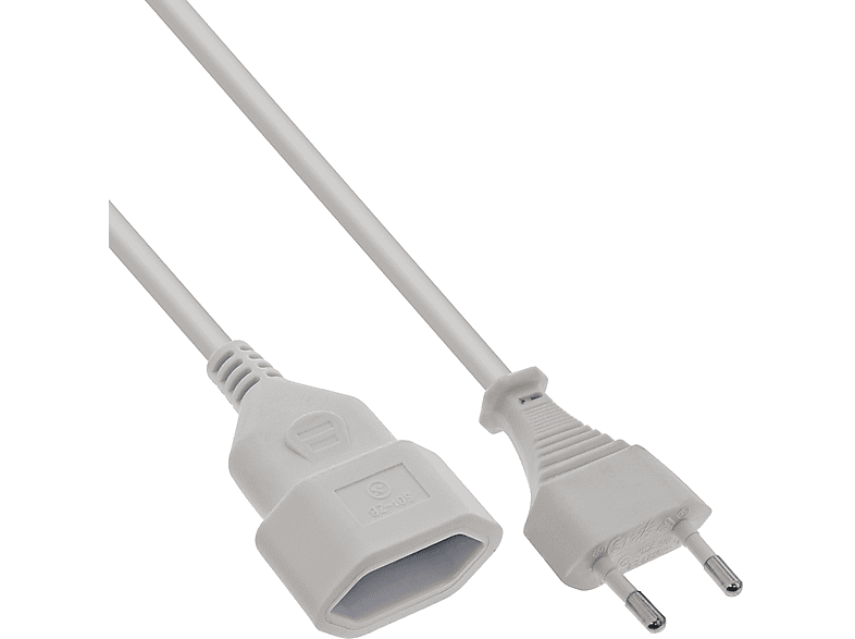 INLINE InLine® Euro-Verlängerung, Eurostecker an Eurokupplung, weiß, 3m ...