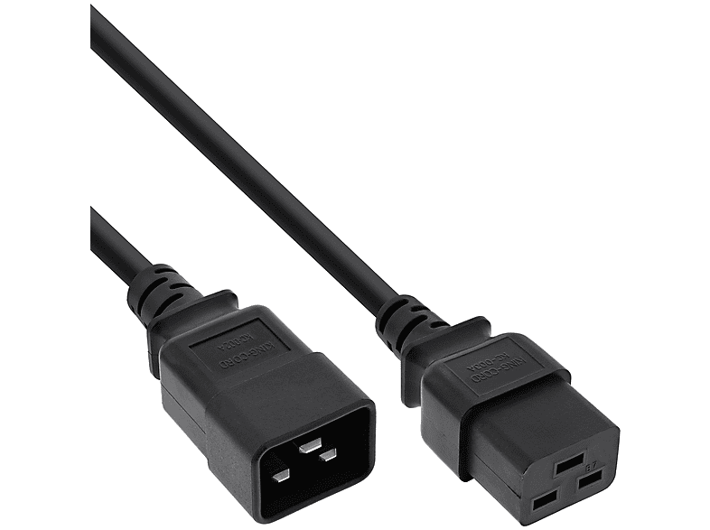 INLINE InLine® Kaltgeräteverlängerung 16A, C19 auf C20, 7,5m Kabel ...