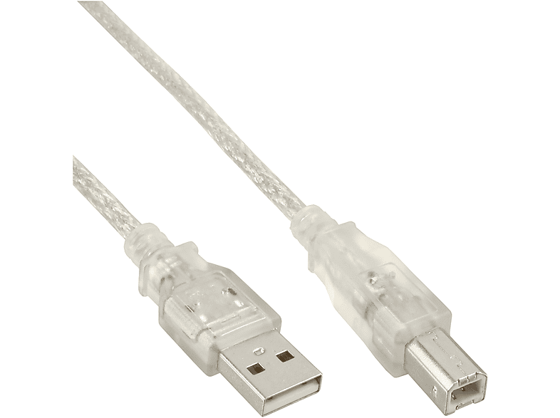 INLINE InLine® USB 2.0 Kabel, A an B, transparent, 5m Kabel USB ...