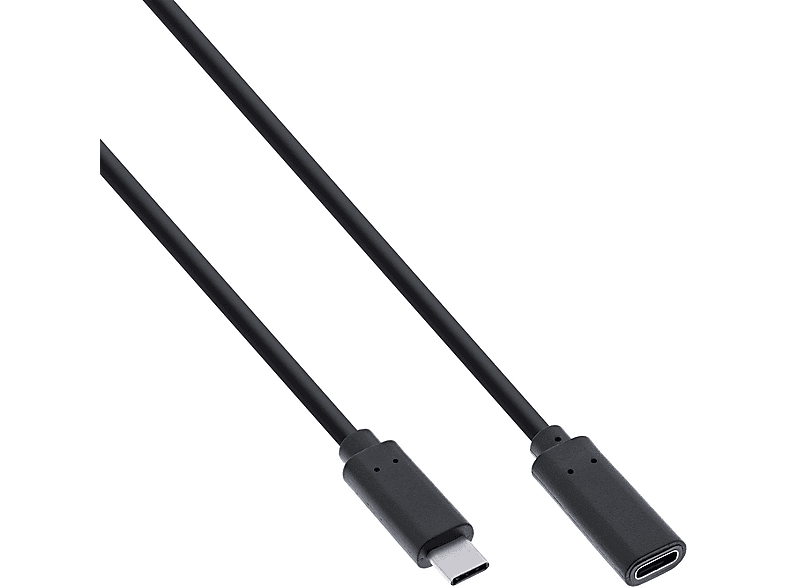 INLINE InLine® USB 3.2 Gen.2x2 Kabel, USB-C Verlängerung ST/BU, schwarz, 0,5m Kabel USB ...