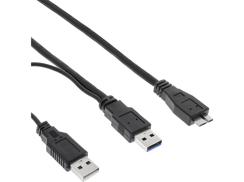INLINE InLine® USB 3.2 Gen.1 Y-Kabel, 2x A an Micro B, schwarz, 1,5m ...
