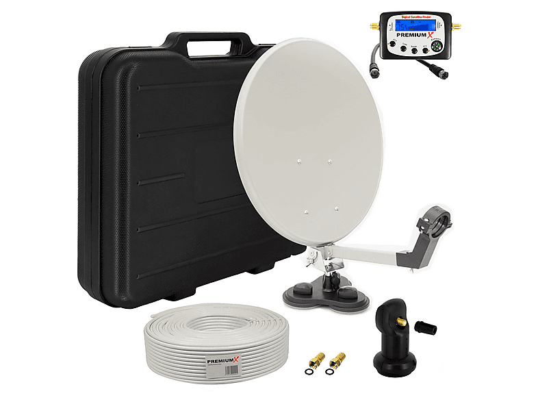 PREMIUMX Camping SAT Anlage Antenne Satelliten-Finder Single LNB 10m ...