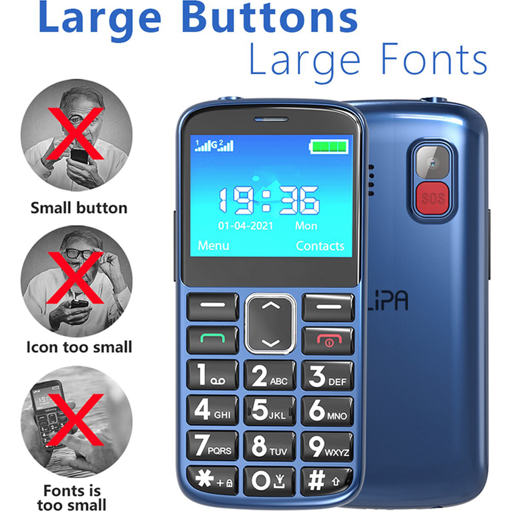 LIPA F70 Senioren handy 4G Senioren Handy, Blau | MediaMarkt