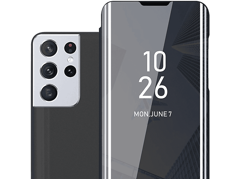 CADORABO Hoesje Clear View Mirror 360 Graden Bescherming geschikt voor Samsung Galaxy S21 ULTRA ...