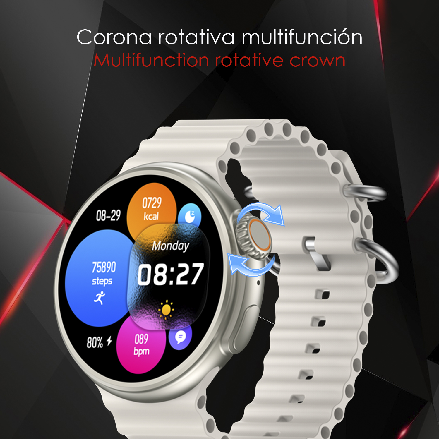Smartwatch - Z78 Ultra con corona multifunción inteligente, widgets ...